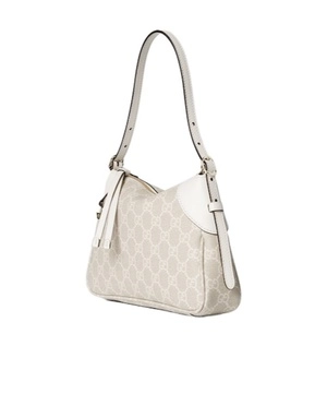 Gucci Gg Emblem Small Shoulder Bag - Beige/white