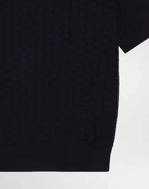 Dolce & Gabbana Micro-dot Stitch Silk Polo Shirt