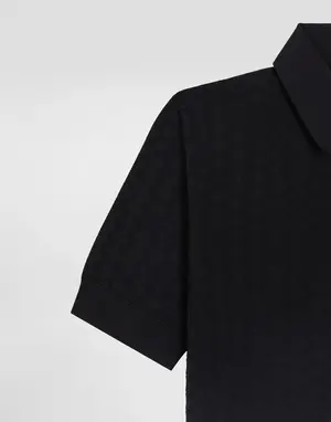 Dolce & Gabbana Micro-dot Stitch Silk Polo Shirt