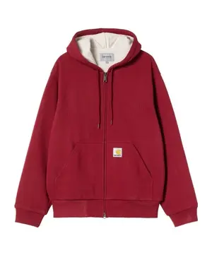 Carhartt Work In Progress Logo Patch Zipped Hoodie - Scarlet