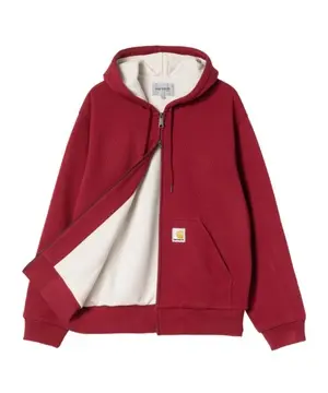Carhartt Work In Progress Logo Patch Zipped Hoodie - Scarlet