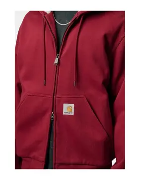 Carhartt Work In Progress Logo Patch Zipped Hoodie - Scarlet