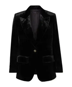 TOM FORD Wool Blend Velvet Suit Jacket - Black