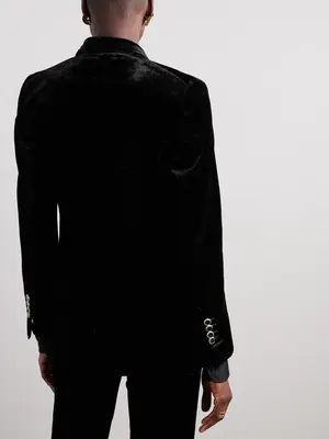 TOM FORD Wool Blend Velvet Suit Jacket - Black