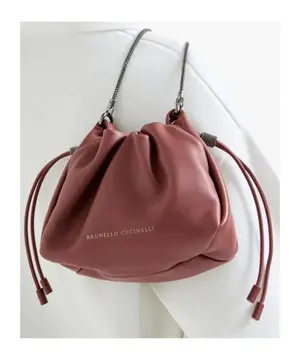 Brunello Cucinelli Mellow Drawstring Small Bucket Bag - Red