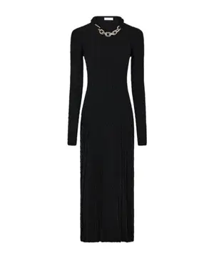 Rabanne Knitted Long Dress With Chain Detail - Black