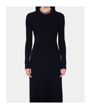 Rabanne Knitted Long Dress With Chain Detail - Black