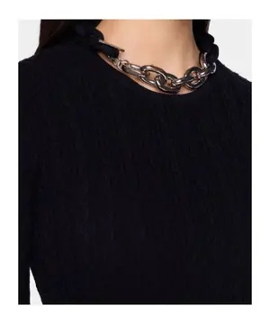 Rabanne Knitted Long Dress With Chain Detail - Black