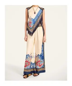 La DoubleJ Printed Palazzo Pants - Nude