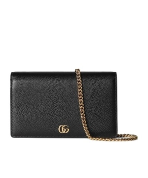 Gucci Gg Marmont Chain Wallet - Black And Red