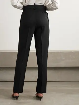 Victoria Beckham Wool Pleated Wide-leg Trousers