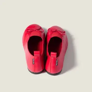 Miu Miu Nappa Leather Ballerinas - Red
