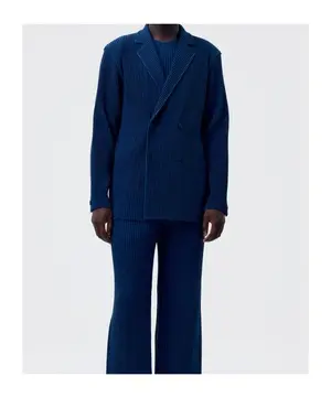 Issey Miyake Homme Plissé Double-breasted Pleated Jacket - Manarola Boat Navy