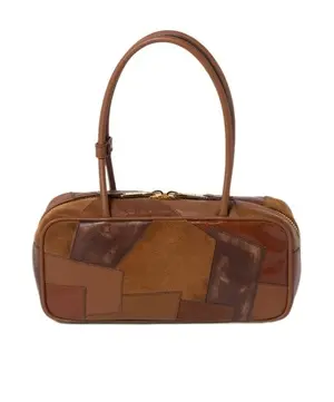 Miu Miu Patchwork Leather Top Handle Bag - Cognac