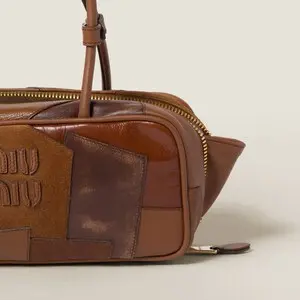 Miu Miu Patchwork Leather Top Handle Bag - Cognac