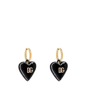 Dolce & Gabbana Heart Drop Earrings - Black