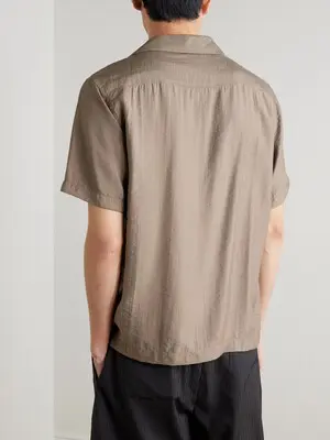 Nn07 Hank 5971 Camp-collar Modal-blend Seersucker Shirt - Brown