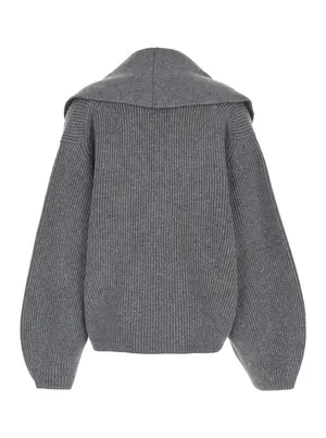 TOTEME Double-breasted Ribbed Cardigan - Medium Gray