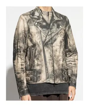 DIESEL® L-tad" Leather Biker Jacket - Nude