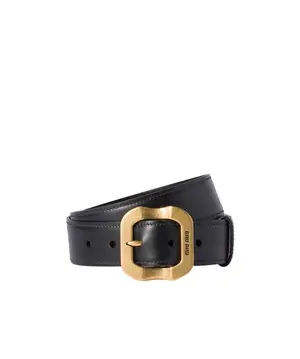 Miu Miu Leather Belt With Engraved Logo Buckle