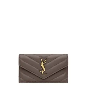 Saint Laurent Cassandre Matelassé Leather Wallet - Brown