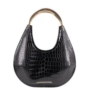 Elisabetta Franchi Crocodile-embossed Shoulder Bag With Gold Metal Jewel Handle