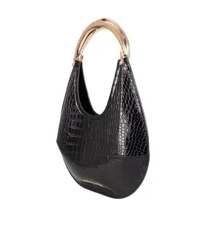 Elisabetta Franchi Crocodile-embossed Shoulder Bag With Gold Metal Jewel Handle