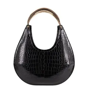 Elisabetta Franchi Crocodile-embossed Shoulder Bag With Gold Metal Jewel Handle