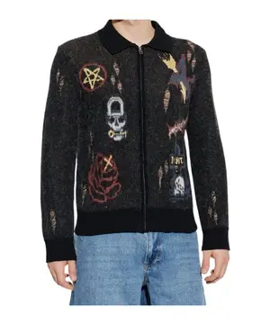 ALLSAINTS Meller Graphic Zip Cardigan