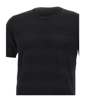 KANGRA Ribbed Knit T-shirt - Black