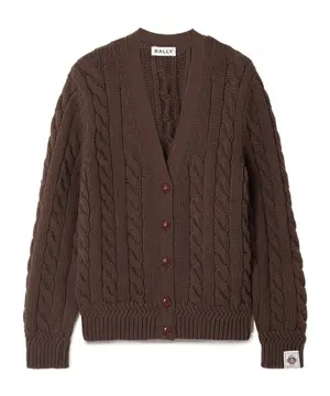 Bally Cable-knit Wool Cardigan - Brown