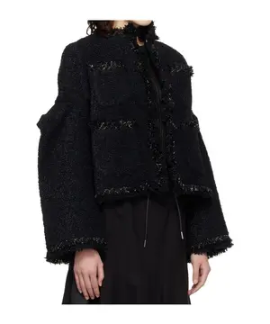Sacai Long Sleeve Crewneck Tweed Jacket