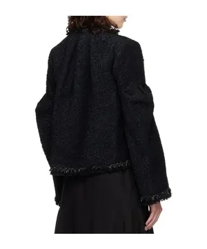 Sacai Long Sleeve Crewneck Tweed Jacket