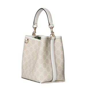 Gucci Gg Emblem Small Bucket Bag - Beige/white