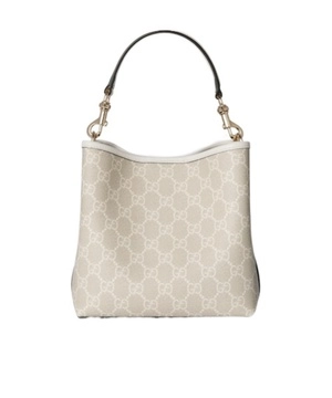 Gucci Gg Emblem Small Bucket Bag - Beige/white
