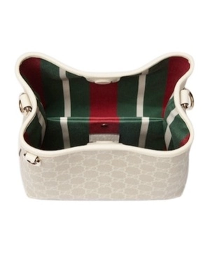 Gucci Gg Emblem Small Bucket Bag - Beige/white