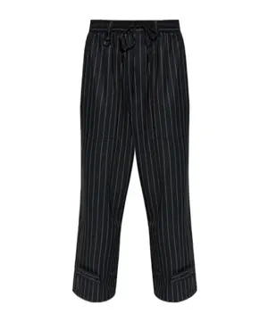 Y3 Pinstriped Straight-leg Trousers - Black