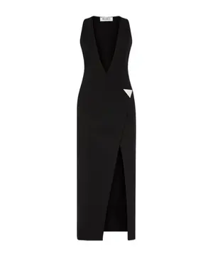 Attico Sleeveless V-neck Logo Plaque Dress