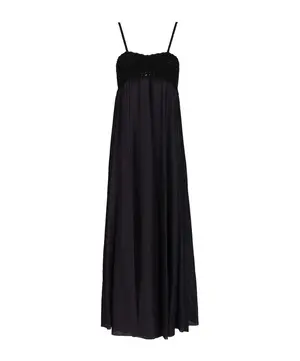 FORTE_FORTE Black Crochet Bustier Maxi Dress