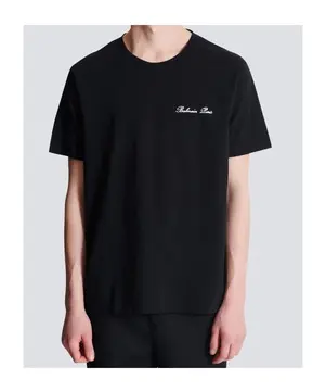 Balmain Logo Embroidered Crewneck T-shirt - Black