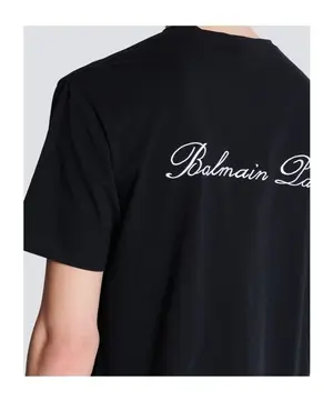 Balmain Logo Embroidered Crewneck T-shirt - Black