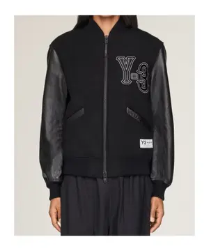 Y3 Leather-sleeve Embroidered Bomber Jacket