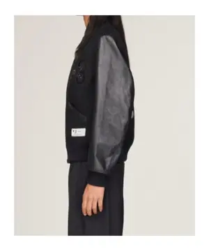 Y3 Leather-sleeve Embroidered Bomber Jacket
