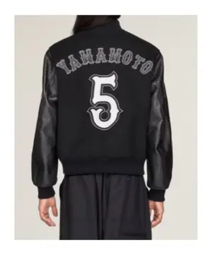 Y3 Leather-sleeve Embroidered Bomber Jacket
