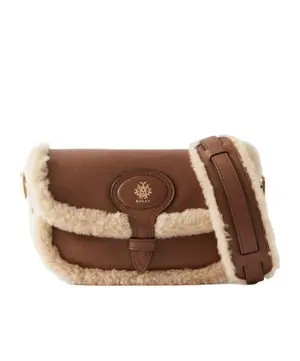Bally Leather Shoulder Bag With Shearling Trim