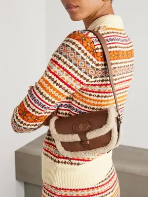 Bally Leather Shoulder Bag With Shearling Trim
