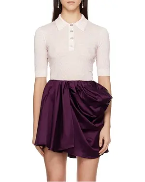 GANNI Sheer Cotton Printed Polo Shirt