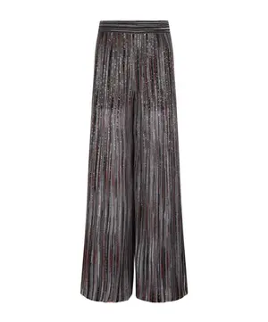 Missoni Wide-leg Striped Knitted Trousers - Black
