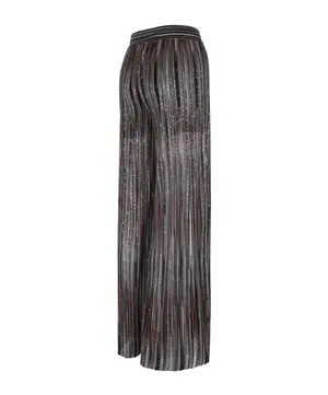 Missoni Wide-leg Striped Knitted Trousers - Black