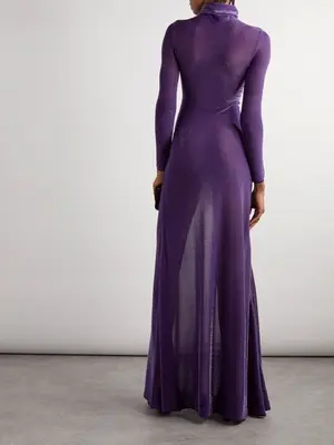 TOM FORD Metallic Knit High-neck Maxi Dress